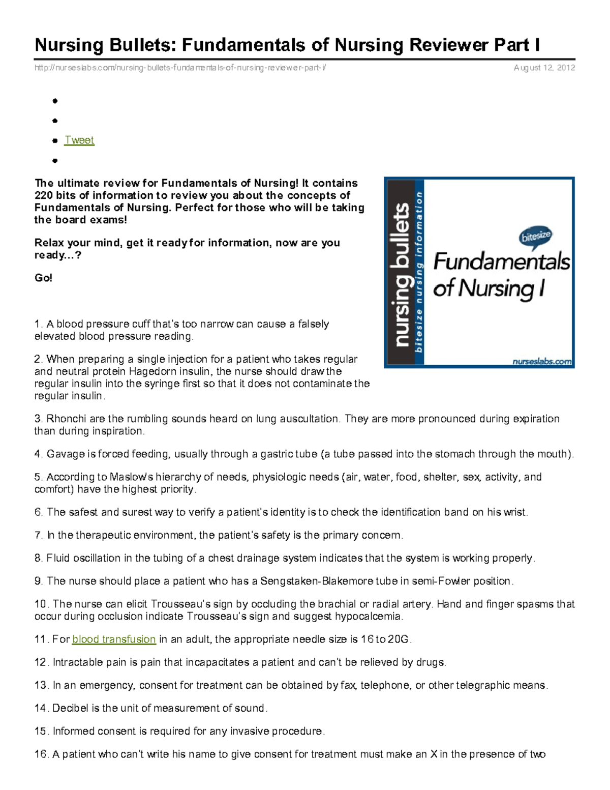 105485433 Nurseslabs com Nursing Bullets Fundamentals of Nursing ...