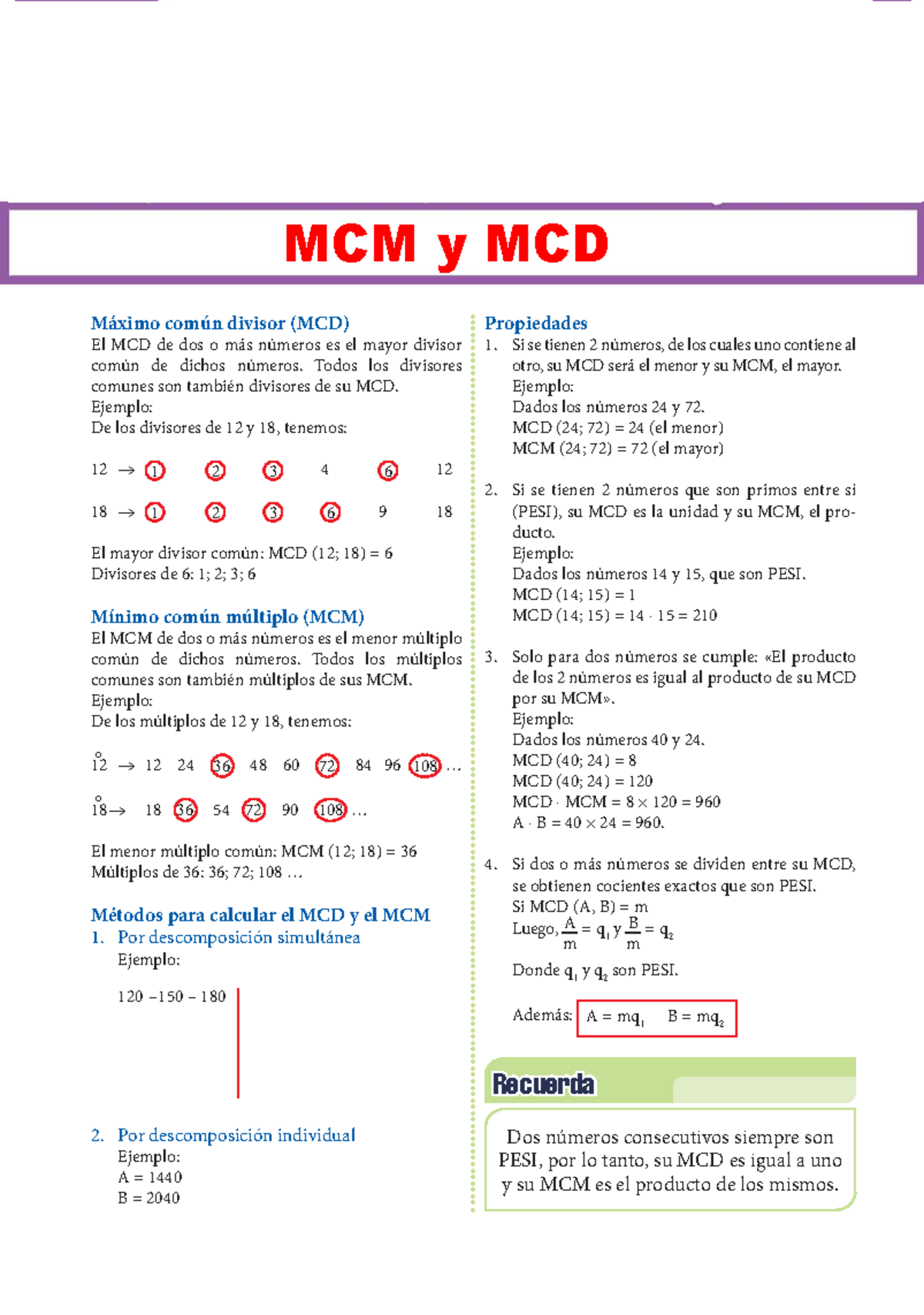 5.1 MCM y MCD - Ejercicios de Matemática y Resolución - Studocu
