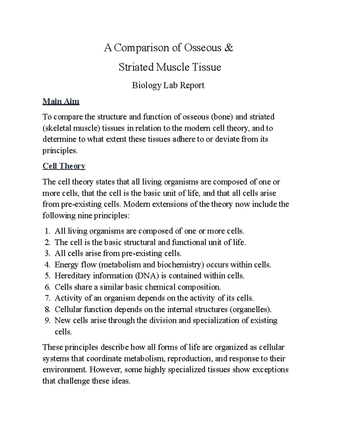 Osseous vs. Striated Muscle Tissue: A Comparative Lab Report - Studeersnel