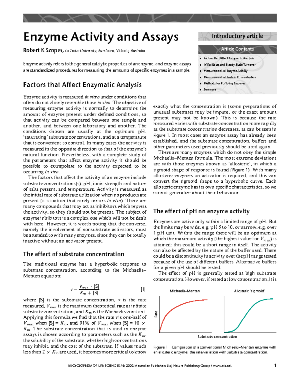 Enzyme Activity and Assays: Factors Influencing Measurement and ...