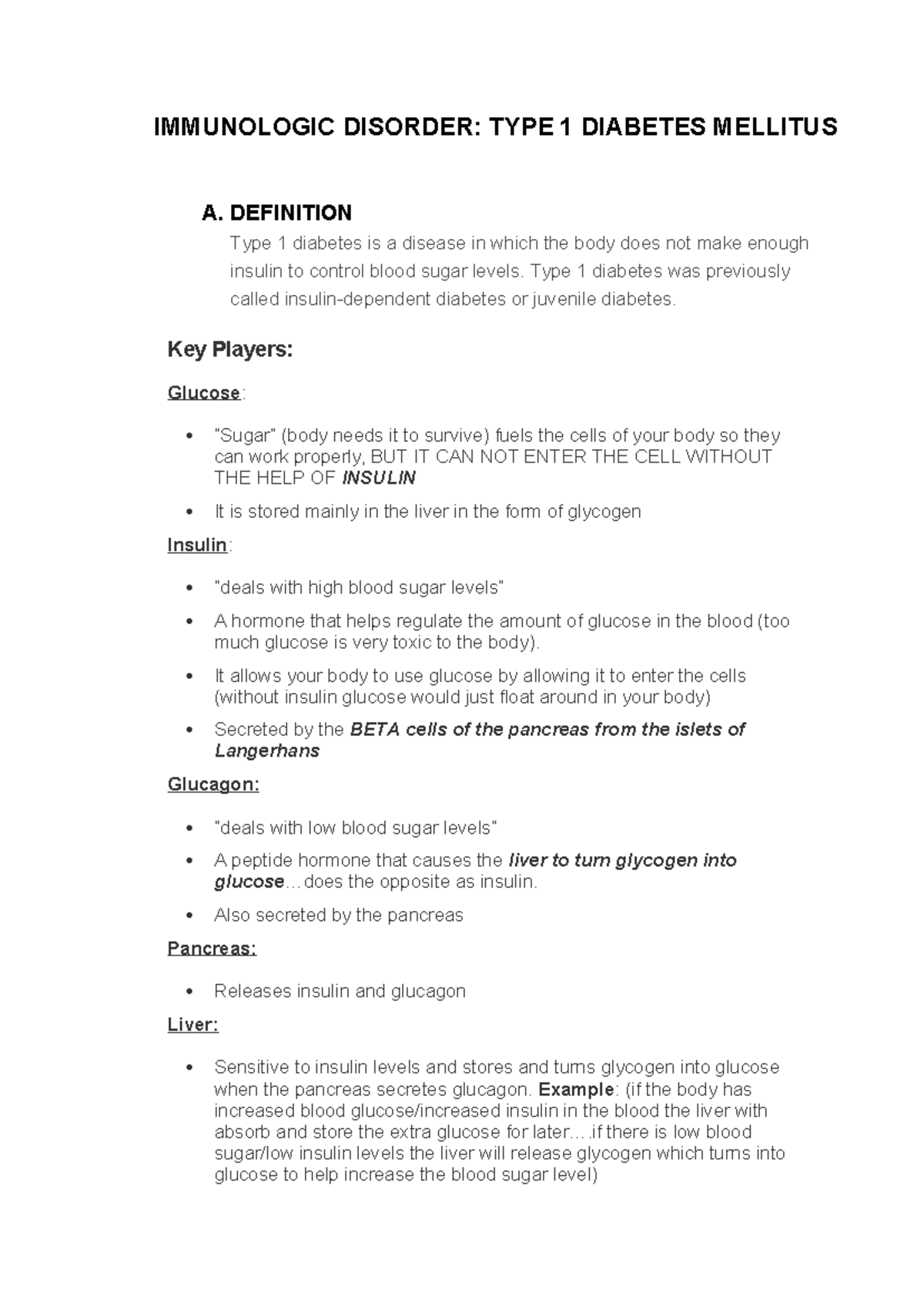Immunologic Disorder: Type 1 Diabetes Mellitus Overview and Management ...