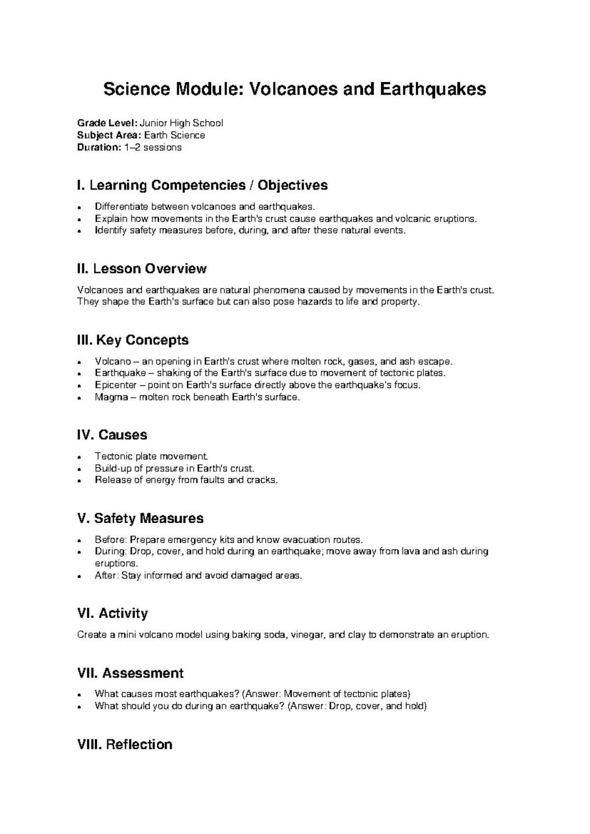 Science Module: Volcanoes & Earthquakes - Junior High Earth Science ...