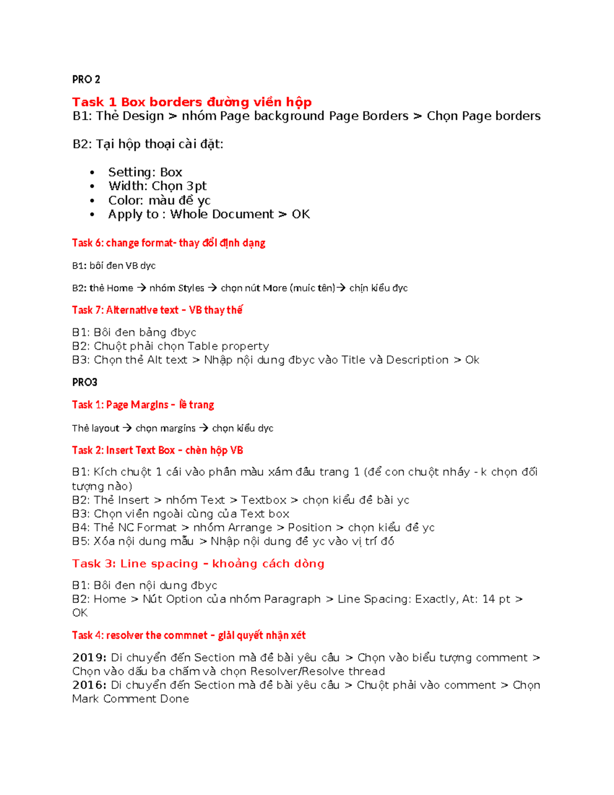 PRO 2 & PRO 3: Formatting and Design Tasks in MS Word 2019 - Studocu