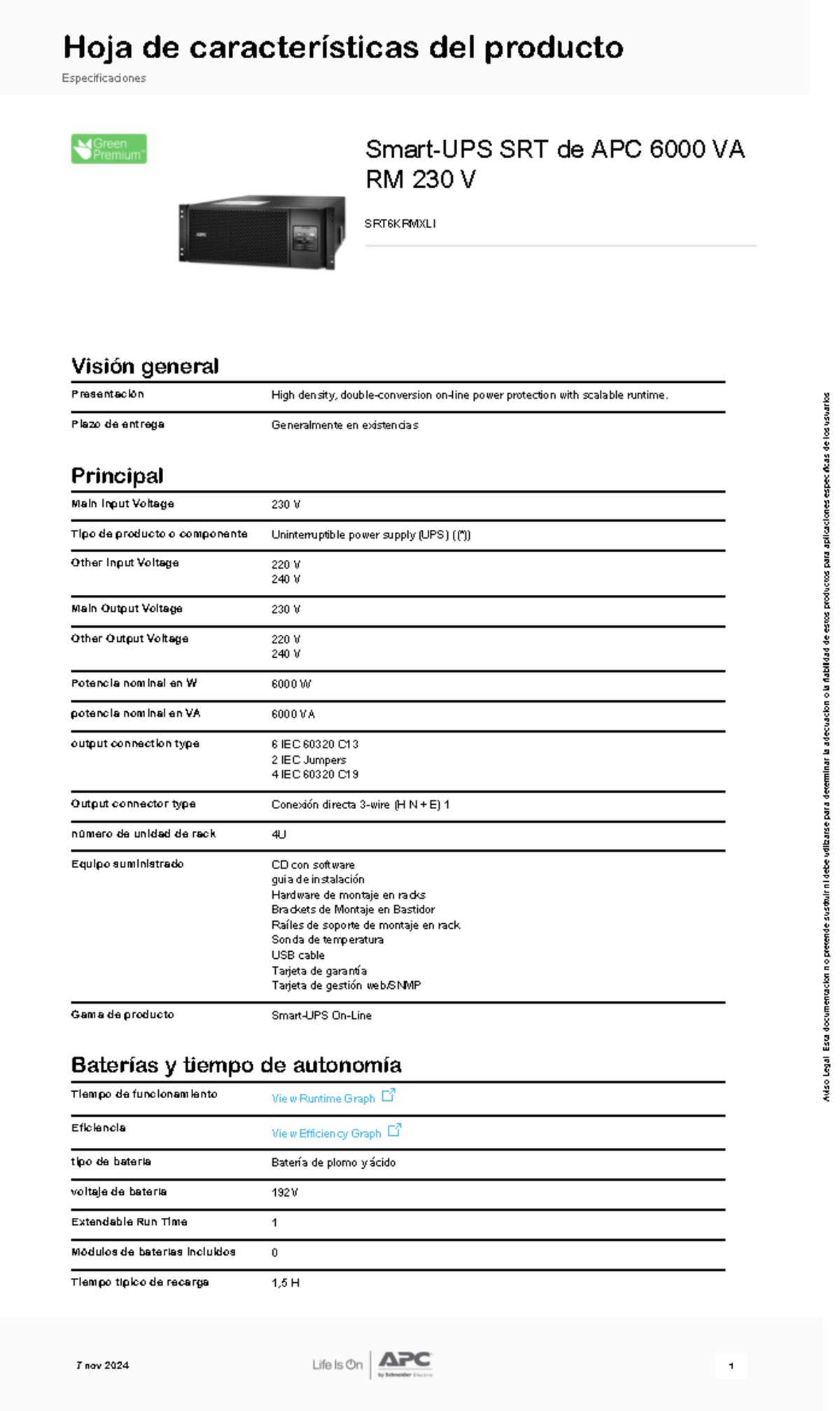 APC Smart UPS-en-línea SRT6 Krmxli - Smart-UPS SRT de APC 6000 VA RM ...