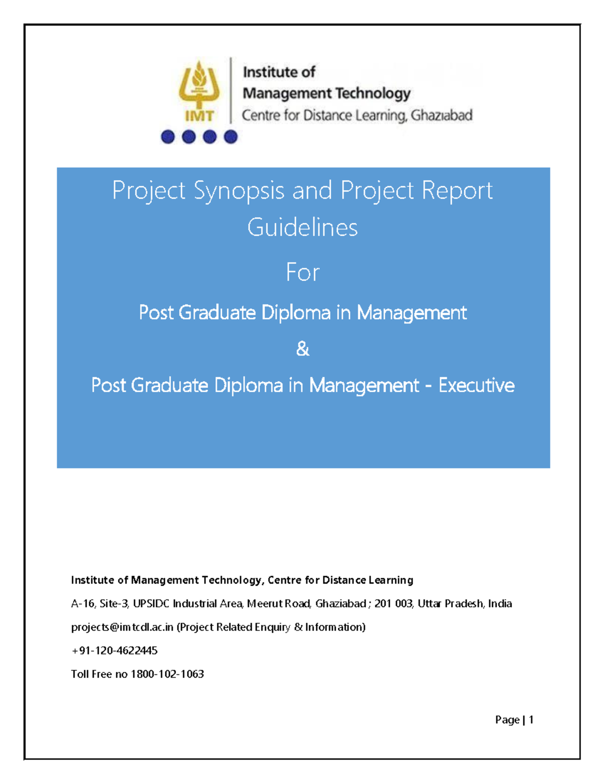 Project Guidelines for PGDM: Synopsis & Report Submission Process - Studocu