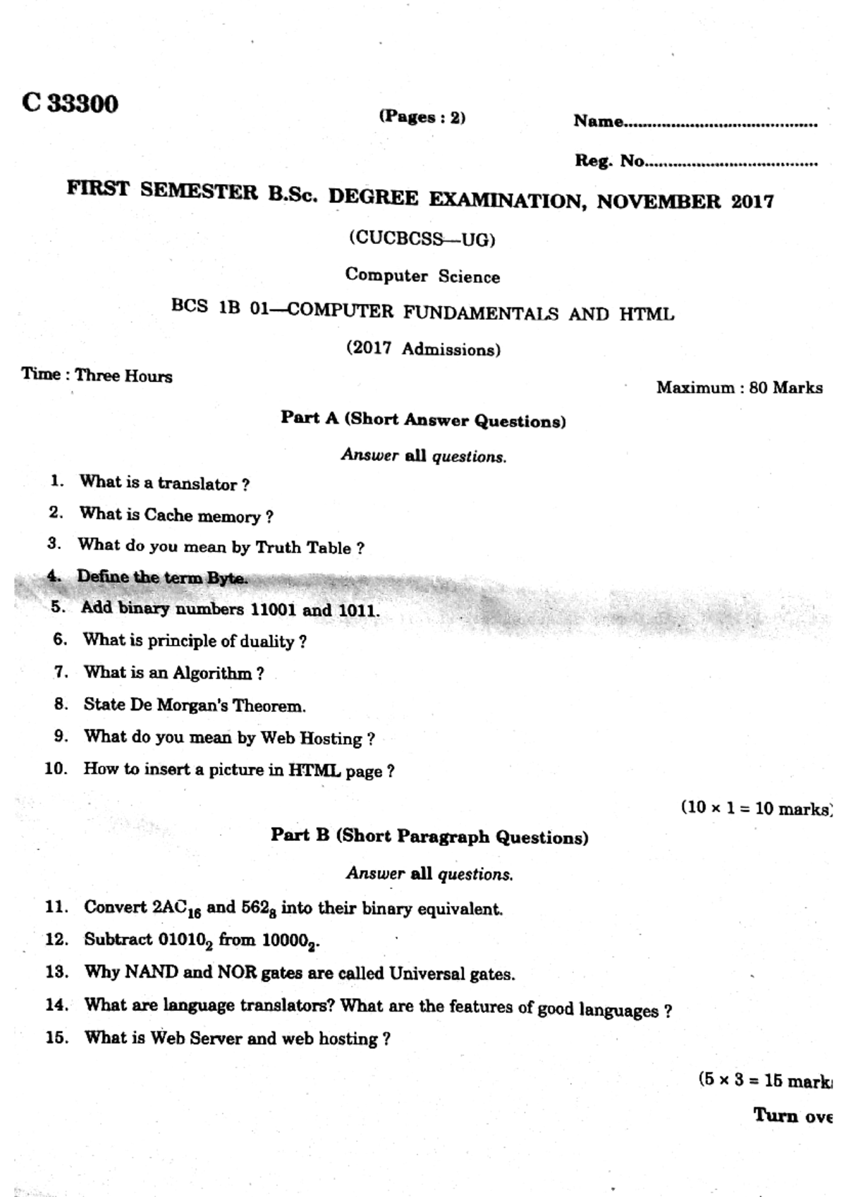 Sem 1 Computer Fundamentals and HTML: Notes & Question Paper Guide ...