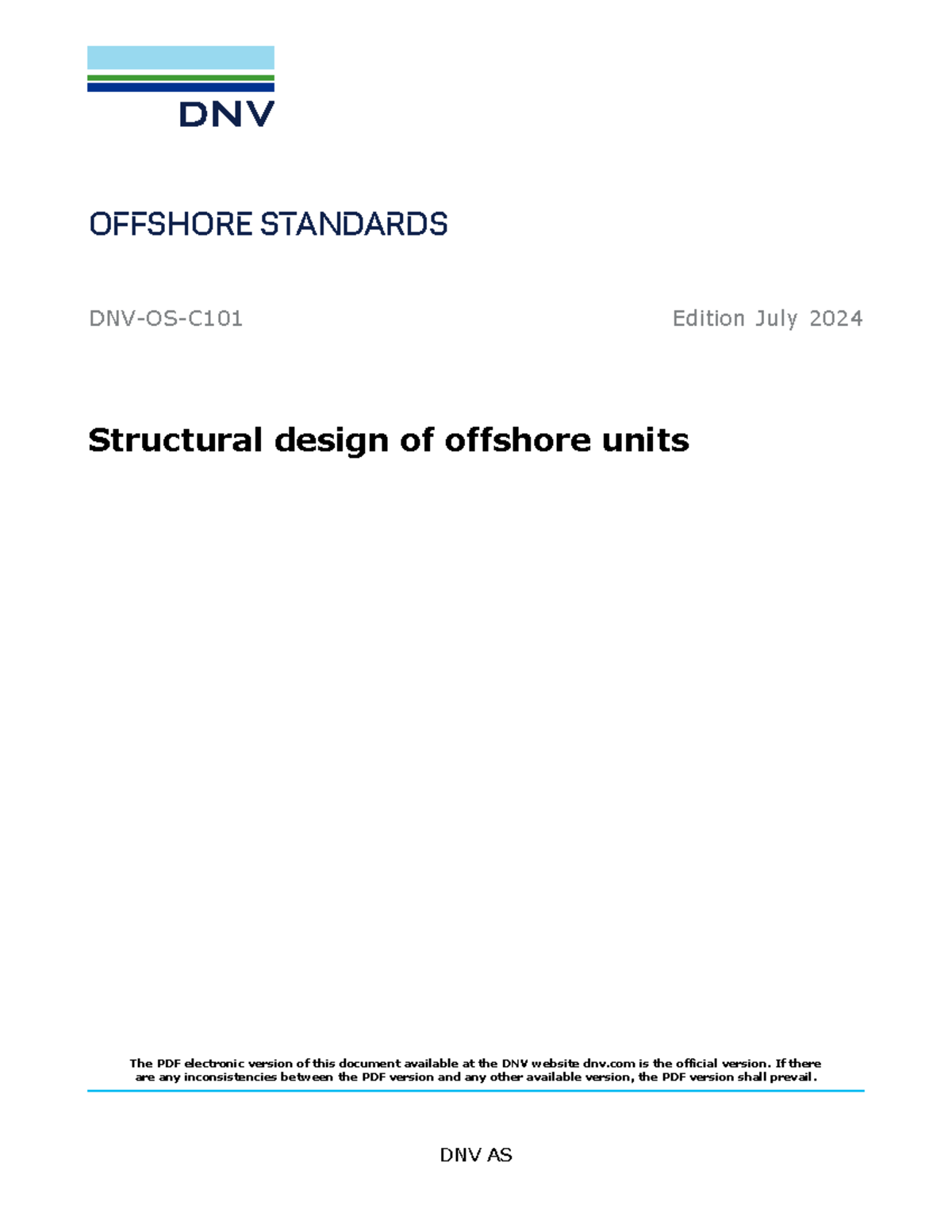 DNV-OS-C101: Offshore Standards for Structural Design (July 2024) - Studocu