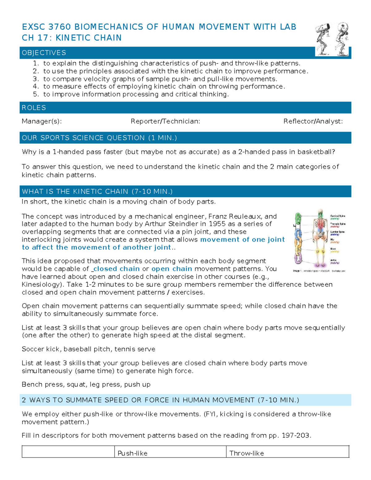 CH 17 Kinetic Chain-1 - notes and class work for ch 17 - EXSC 3760 ...