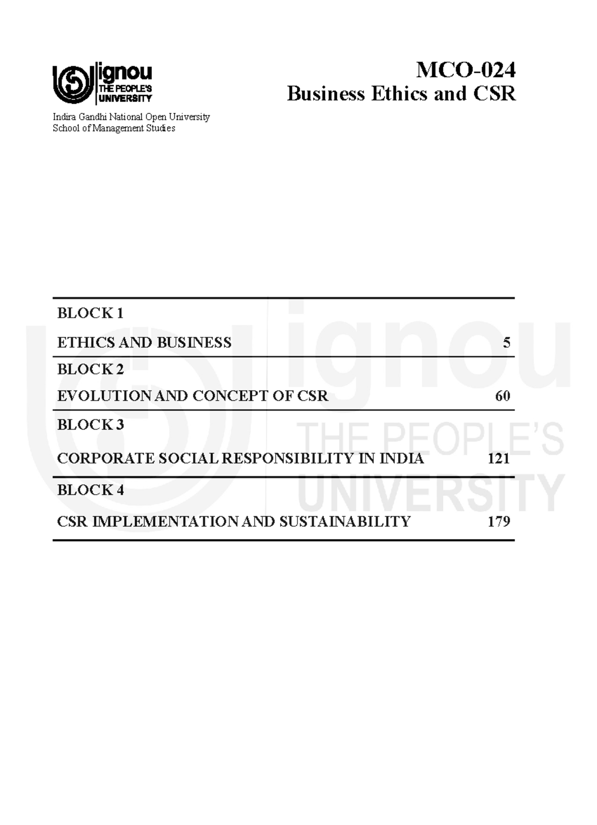 M.Com Business Ethics and CSR: Overview and Key Concepts - Studocu