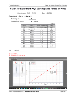 Report Electric Field - Lab 1 - PHY1020U - Physics II Laboratory Faculty of Science, Ontario ...