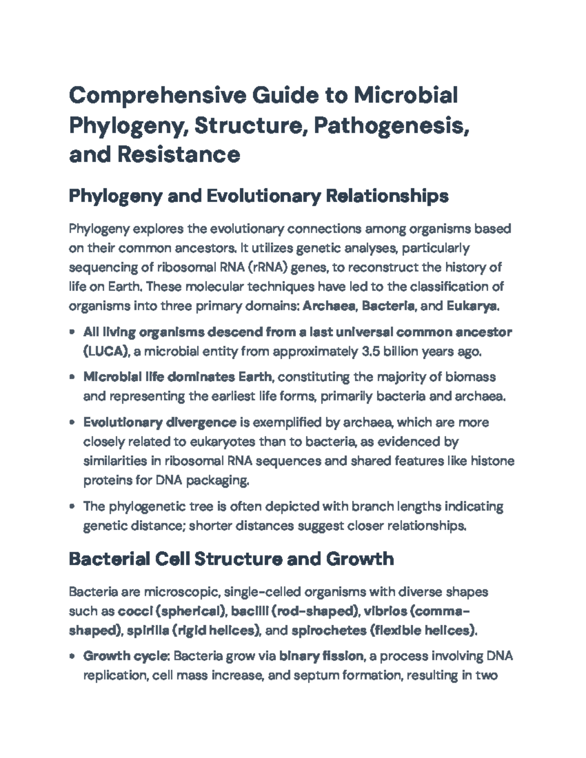Comprehensive Study of Microbial Phylogeny, Structure, and Pathogenesis ...