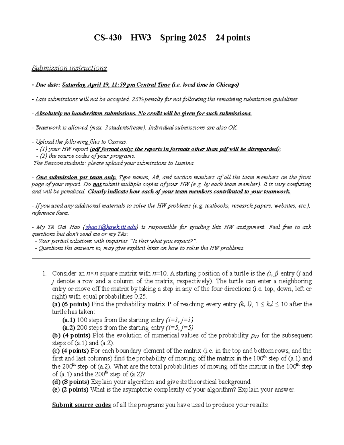 HW3 S25: Submission Guidelines & Turtle Probability Analysis - Studocu