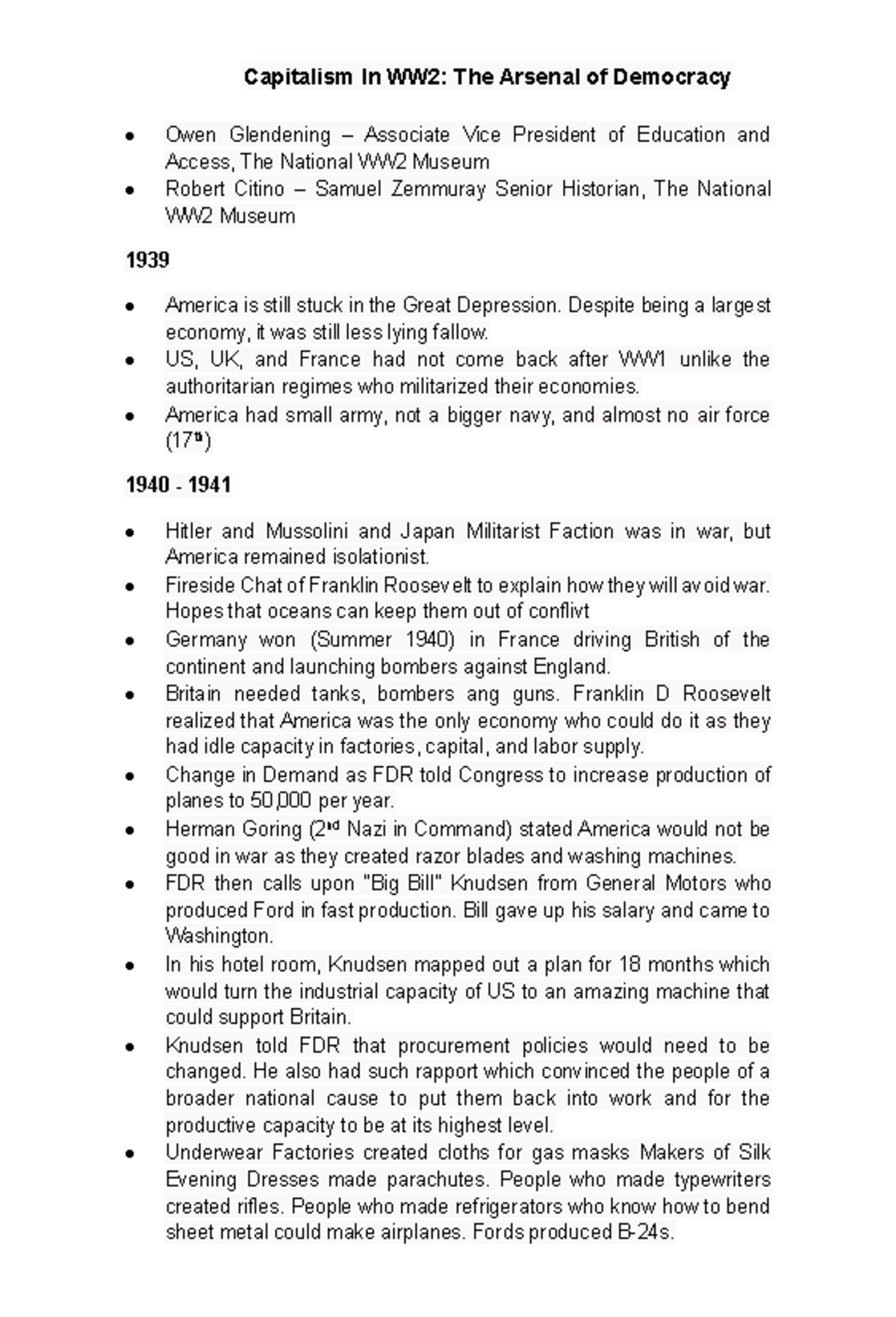 The Arsenal of Democracy: Capitalism's Role in WWII Production - Studocu