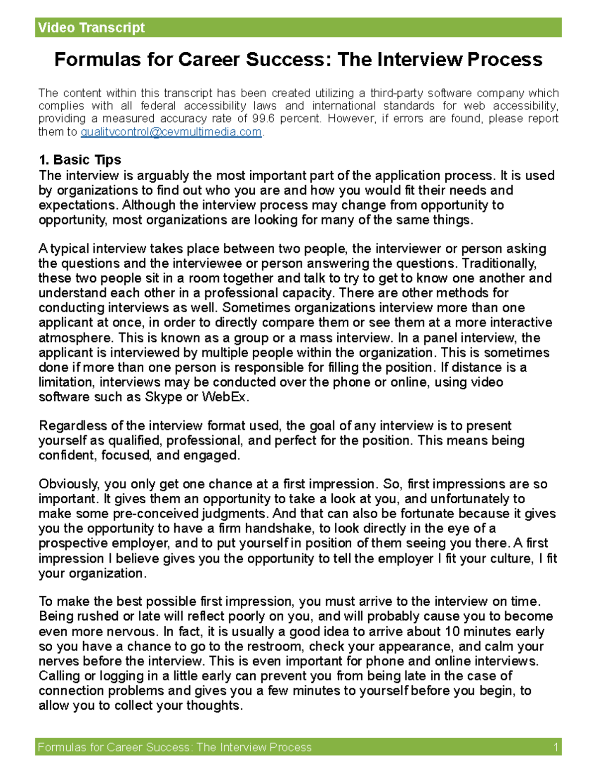 Video Transcript - The content within this transcript has been created ...