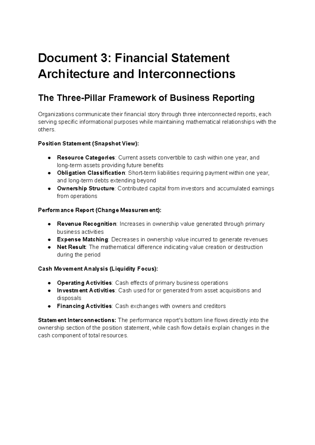 Accounting 3: Financial Statement Architecture & Interconnections - Studocu