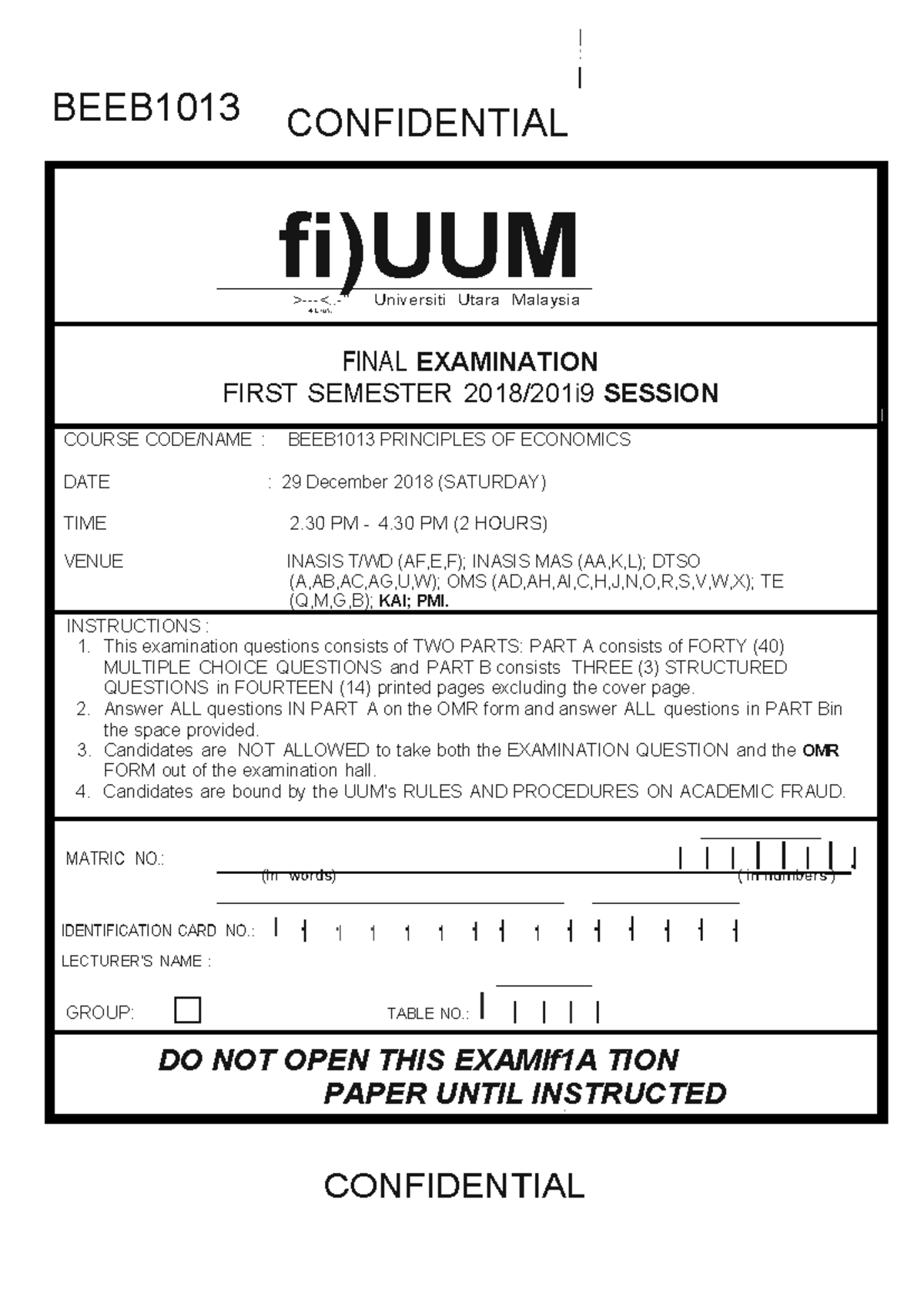 BEEB1013 FINAL EXAMINATION PRINCIPLES OF ECONOMICS 1ST SEMESTER 2018 ...