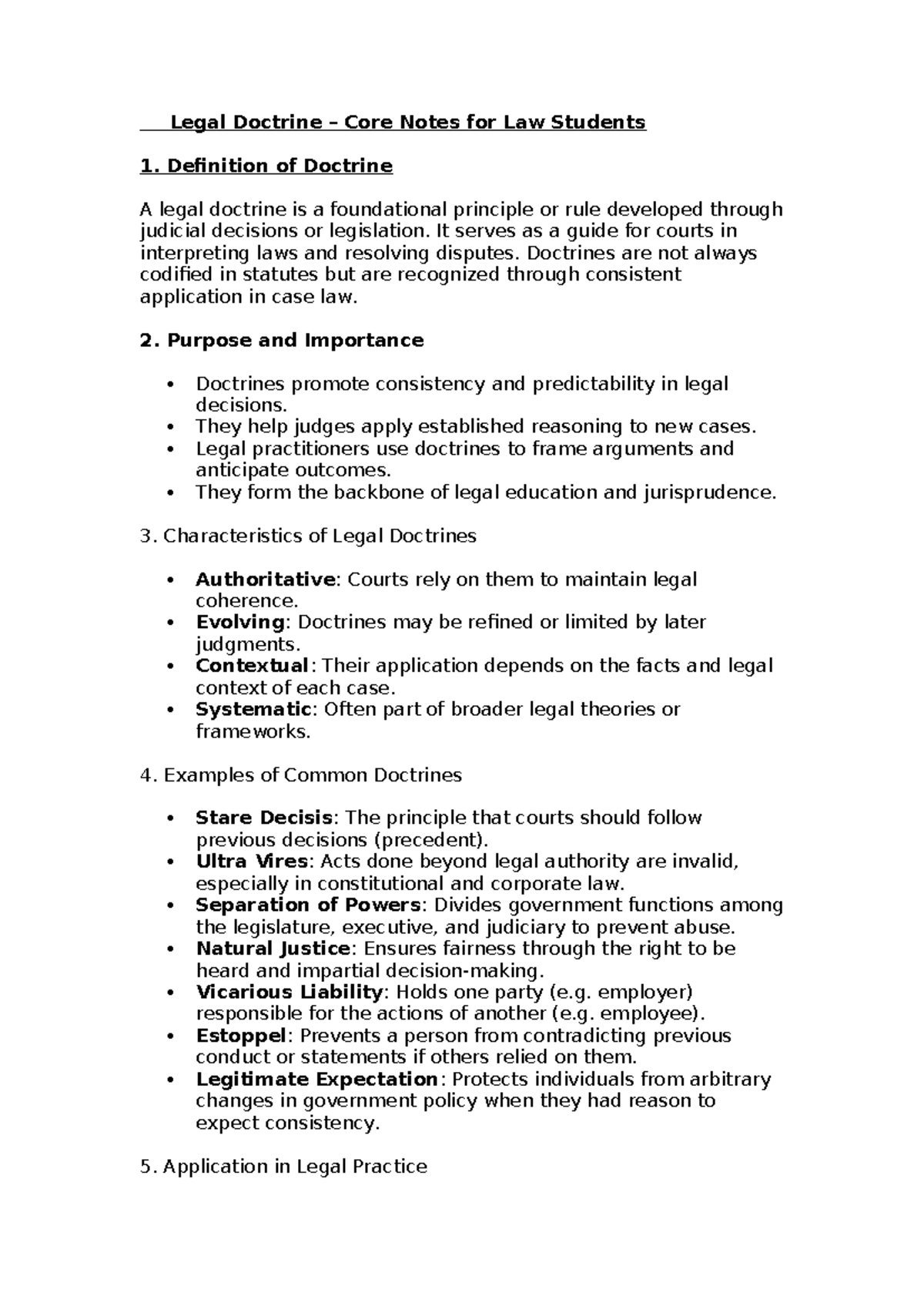 📘 Legal Doctrine Core Notes for Law Students: Key Principles ...