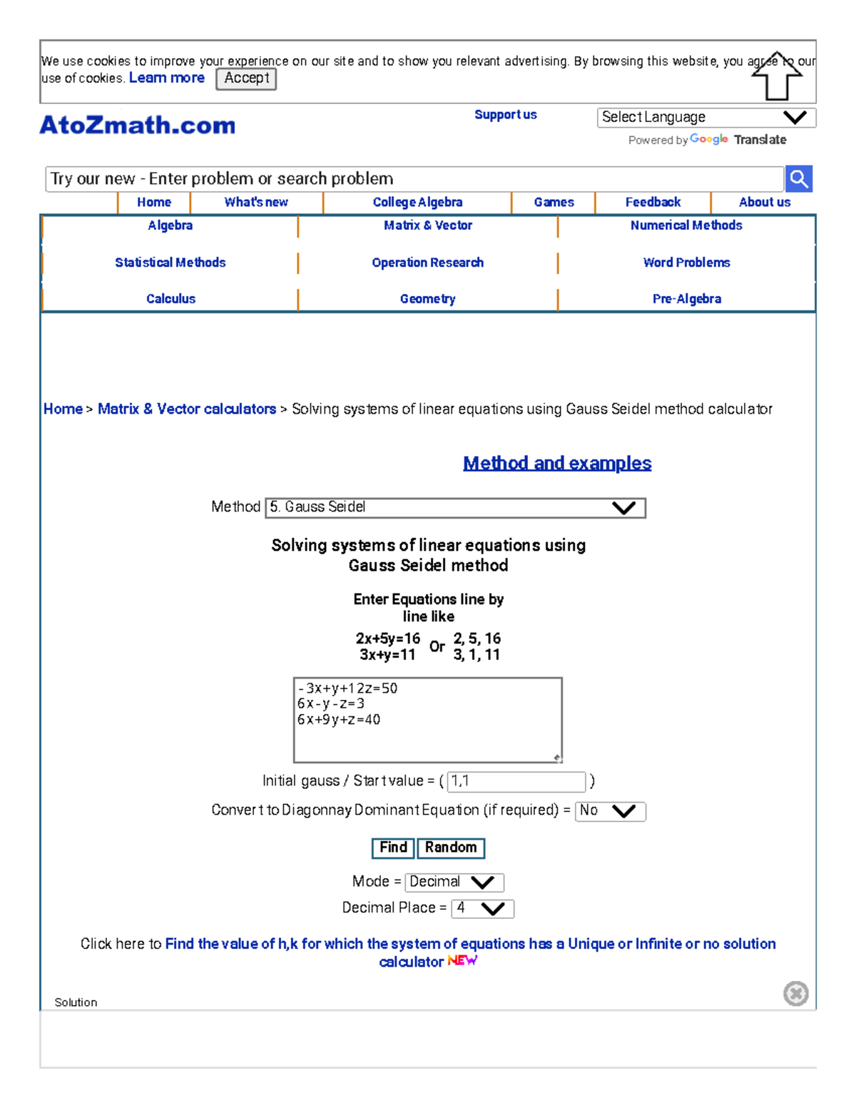 Systems of Linear Equations: Gauss Seidel Method Calculator - Studocu