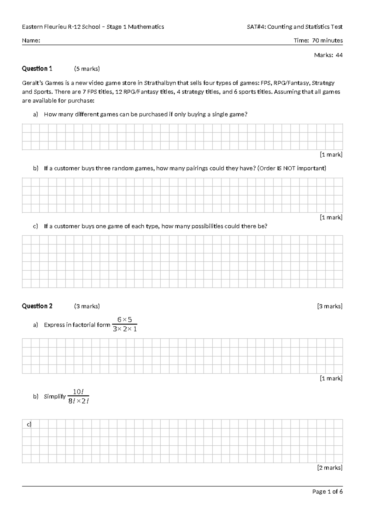 Counting and Statistics Practice Test - Stage 1 Math SAT#4 - Studocu