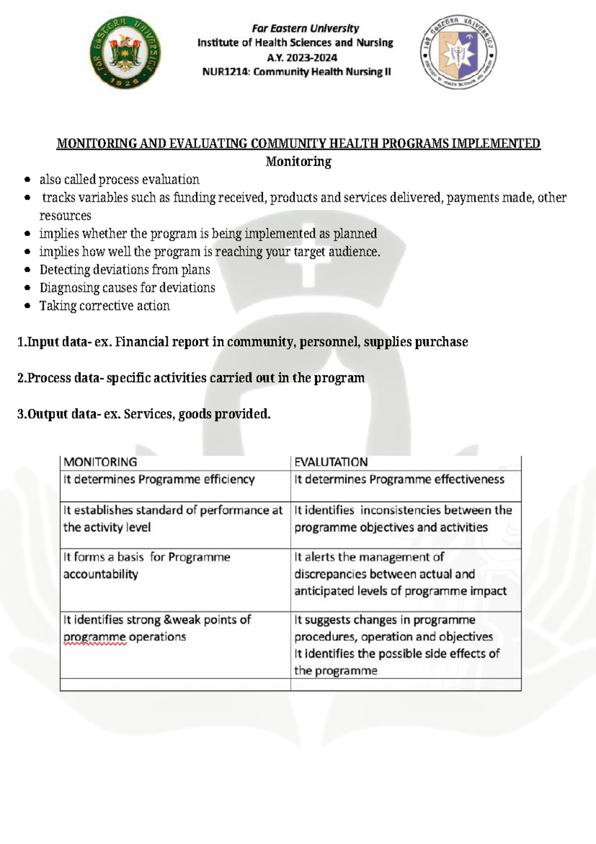 Monitoring and Evaluating Community Health Programs: A Guide - Studocu