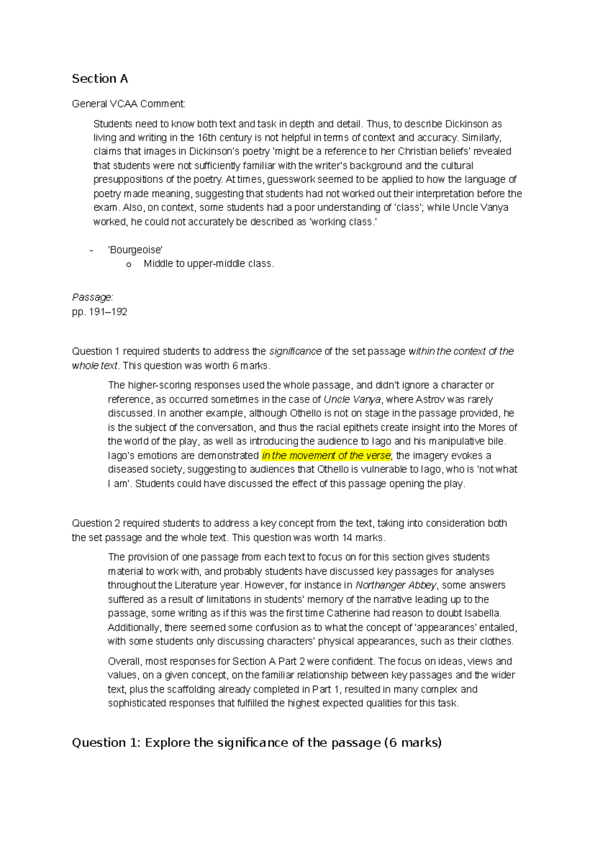 VCAA Literature Exam Analysis: Section A Insights and Key Concepts ...
