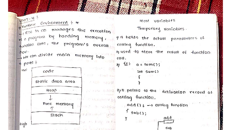 Local Variables and Memory Management in Programming (CS101) - Studocu