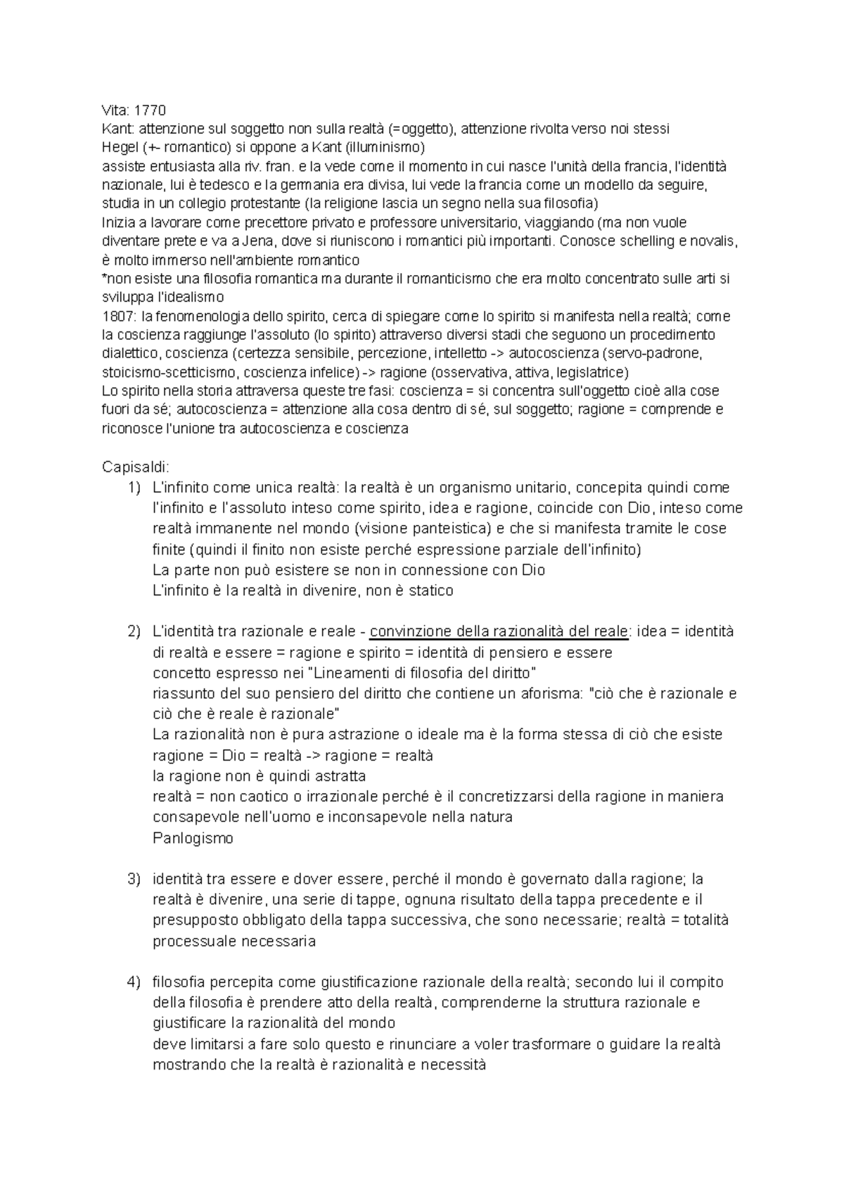Hegel: Dialettica, Spirito e Stato nella Filosofia Romantica - Studocu