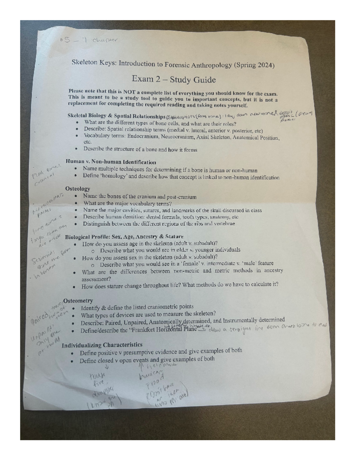 Exam 2 -Study Guide - chapter Skeleton Keys: Introduction to Forensic ...