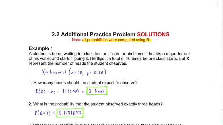 2.2 Additional Practice Problems Solutions (Statistics) - Studocu