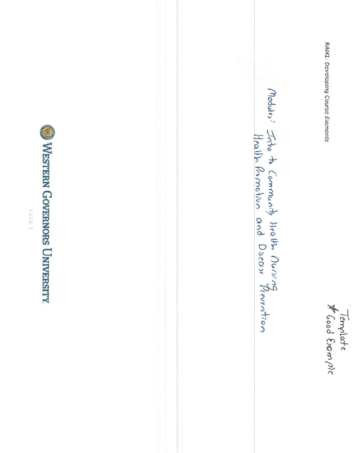 C920 RAM1: Community Health Nursing Course Module Template Overview ...