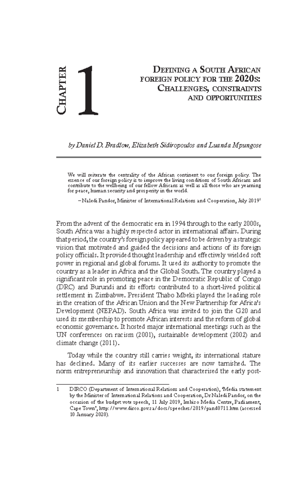 SA Foreign Policy Book Chapter 1 - by Daniel D. Bradlow, Elizabeth ...