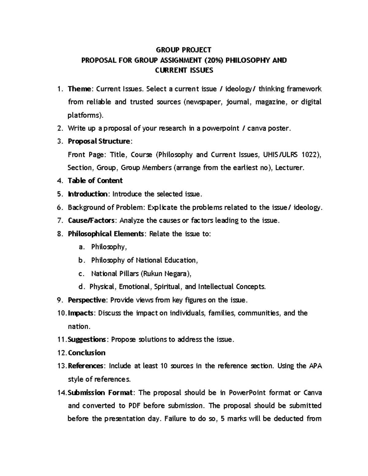 Guidelines FOR Group Project 2025 - GROUP PROJECT PROPOSAL FOR GROUP ...