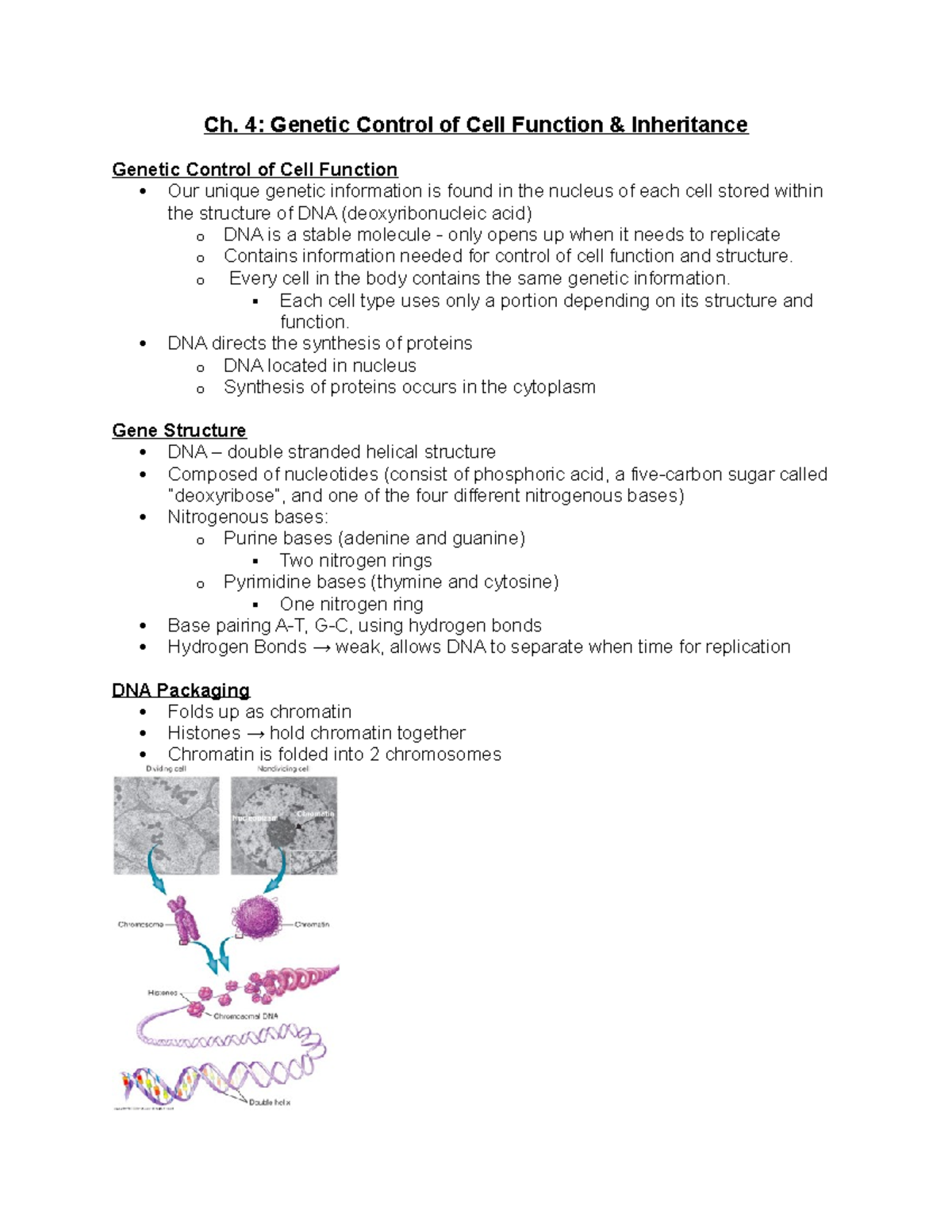 Ch 4 SG - Lecture Notes on Genetic Control & Inheritance - Studocu