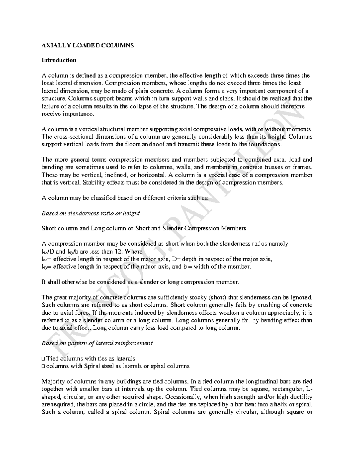 Designing Short Tied Columns Under Axial Load (ENG301) - Studocu