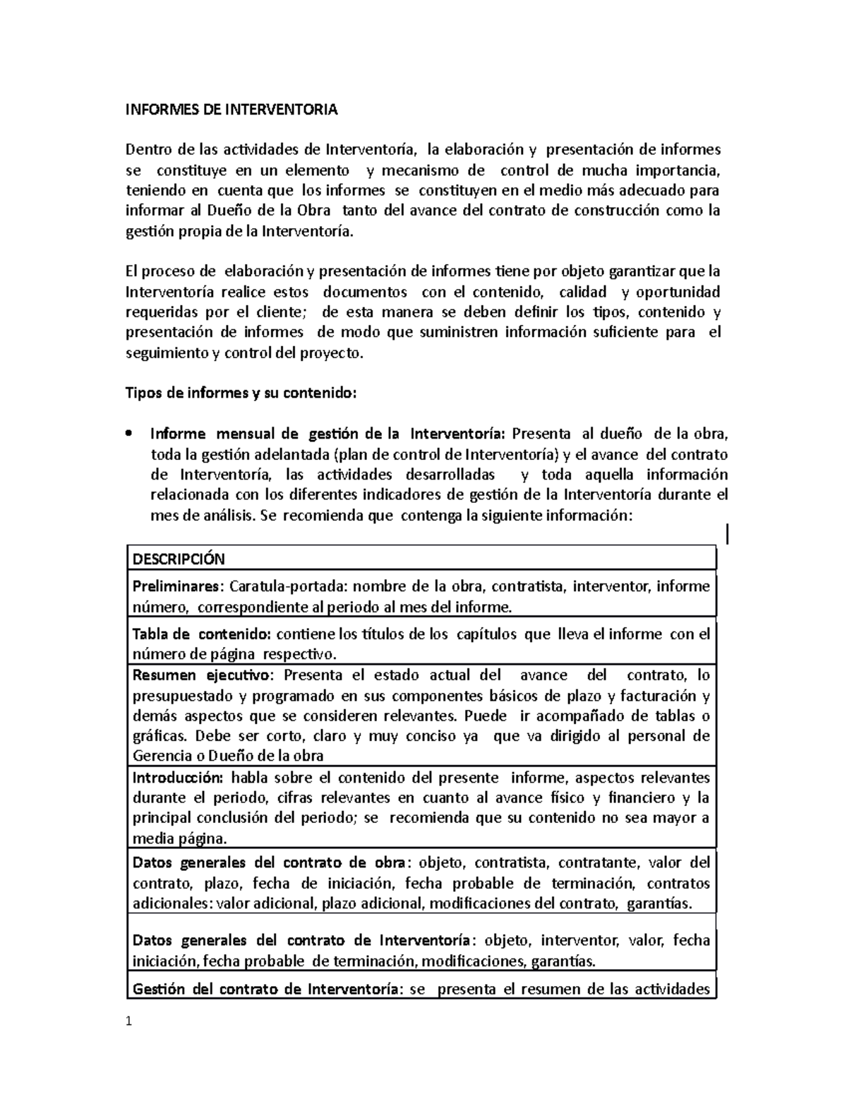 Informes de Interventoría: Gestión y Avance de Contratos de ...