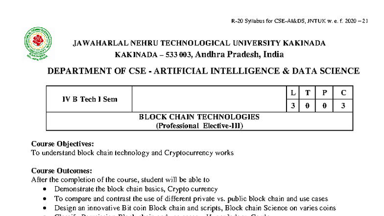 Syllabus for JNTUK 2020-21: AI, Cloud Computing, EVs & Power Systems ...