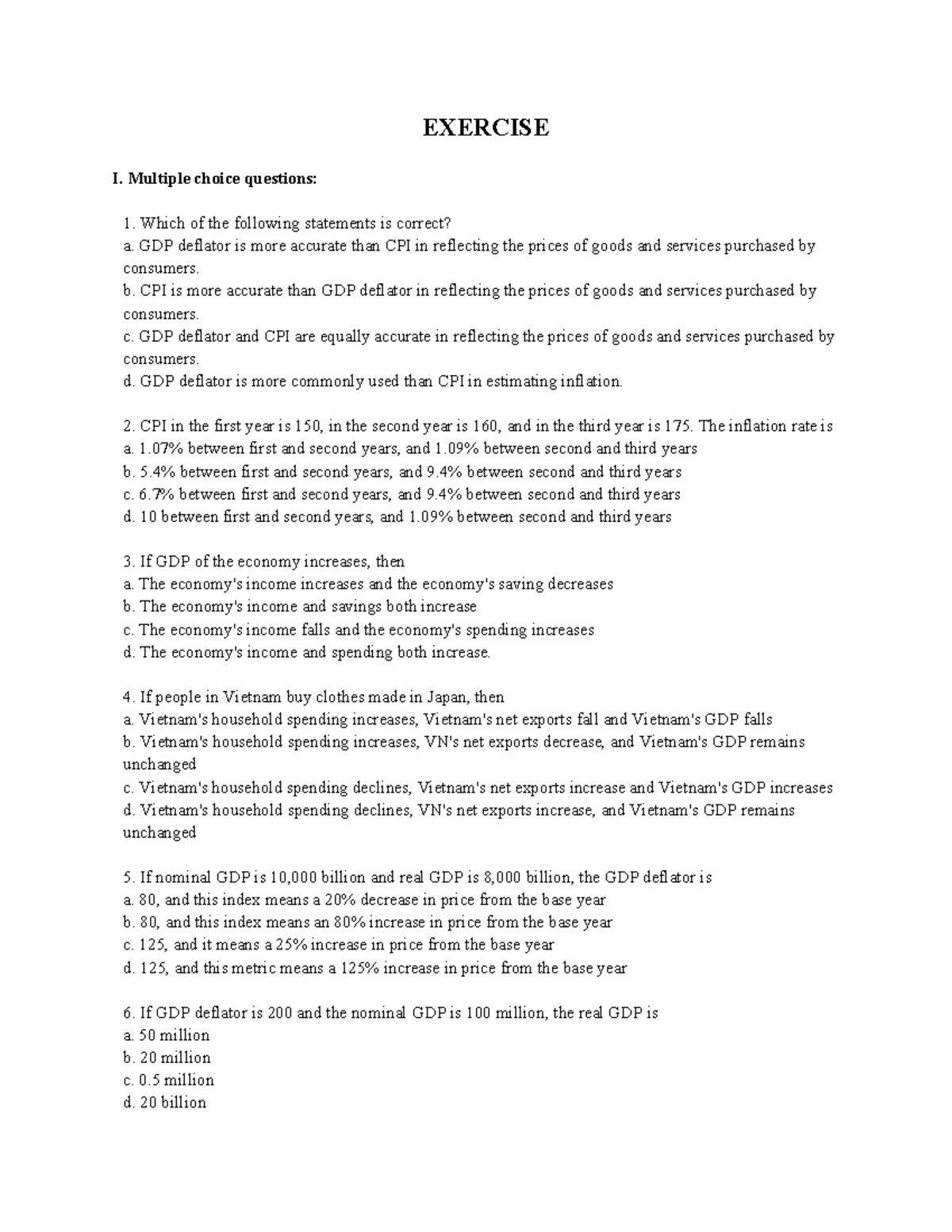 Multiple Choice Questions for Chapters 2-5: Econ 101 Review - Studocu