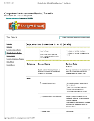 [Solved] Scott Becker Shadow Health Subjective Data - Clinical ...