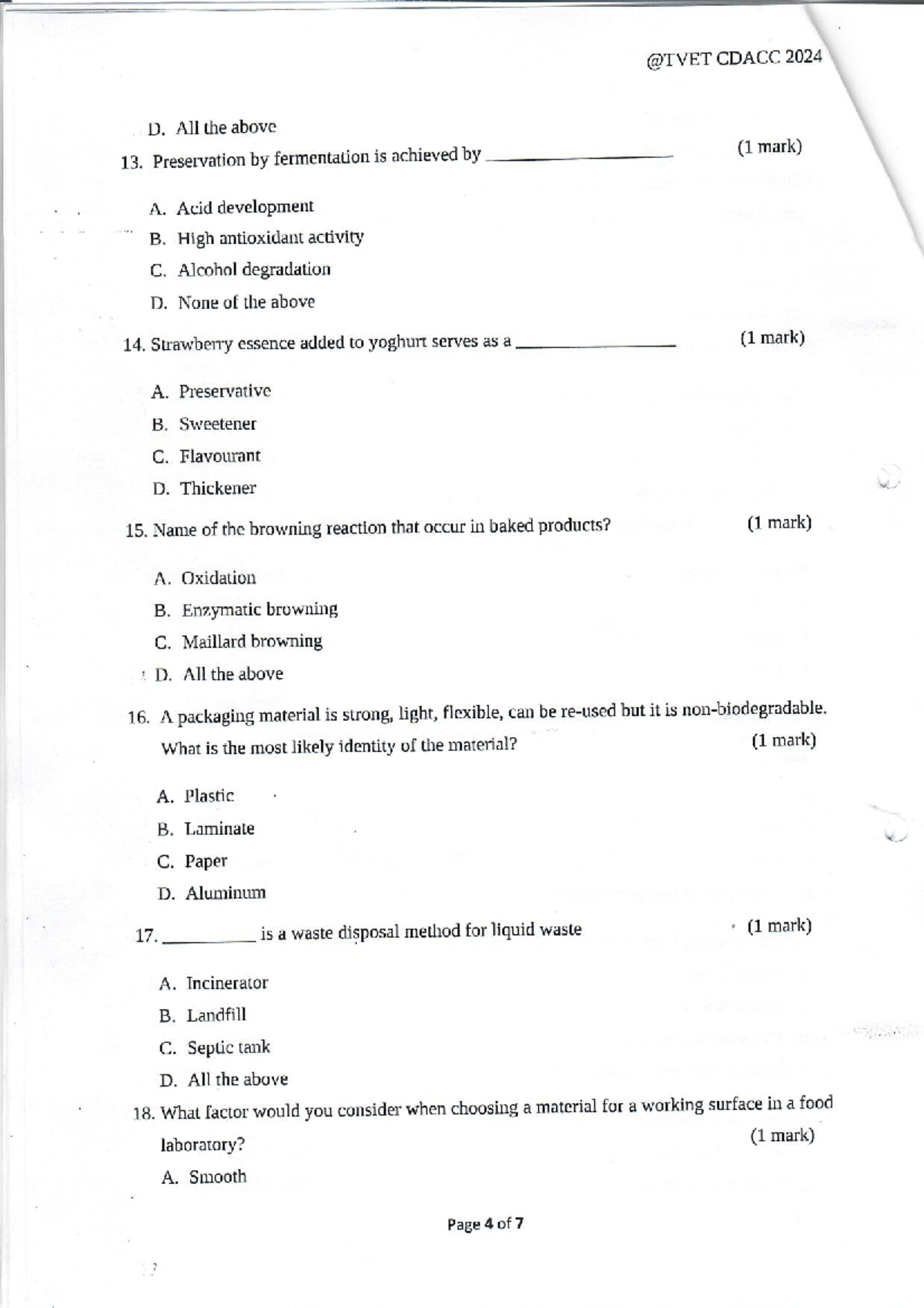 CDACC 2024 Practical Paper: Preservation & Material Selection Quiz ...