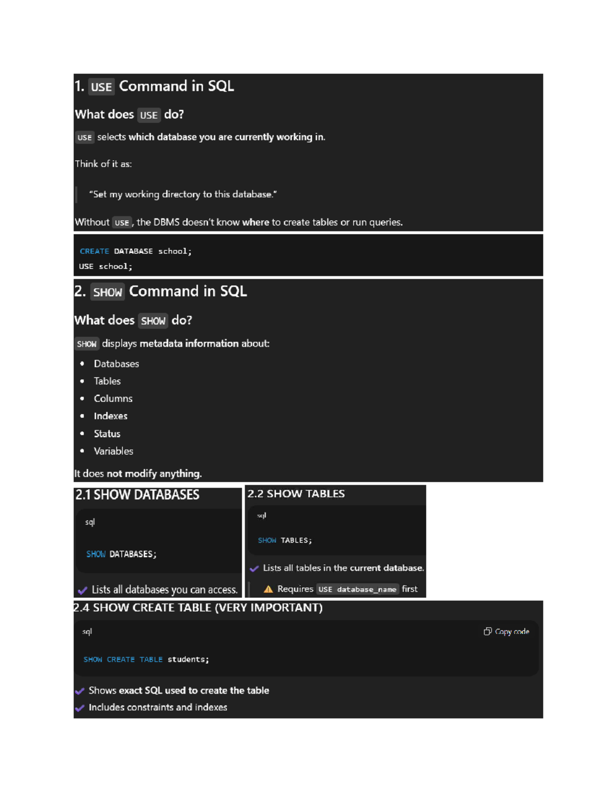 SQL (DDL, DML, TCL, DCL) Overview and Commands Guide - Studocu