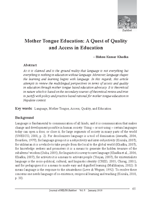 Lesson 1 Nature of Mother Tongue Education - LESSON 1 Nature of Mother ...