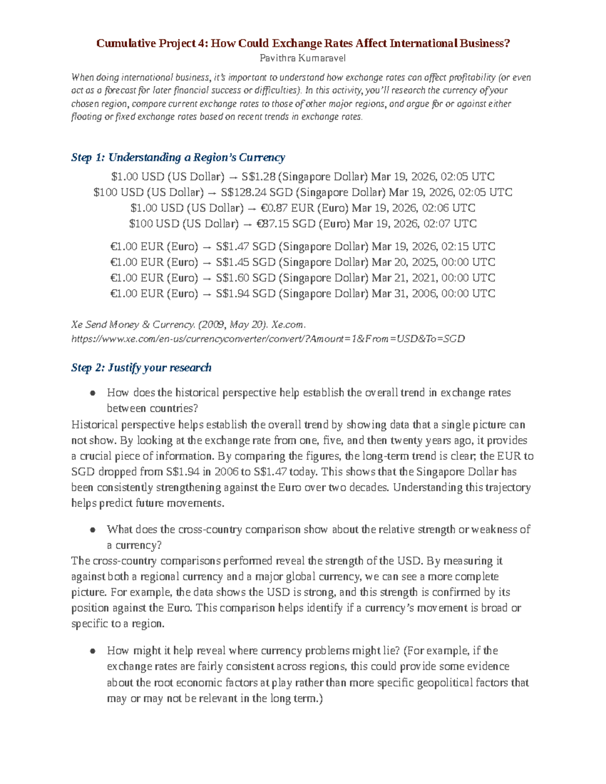 International Business Cumulative Project 4: Impact of Exchange Rates ...