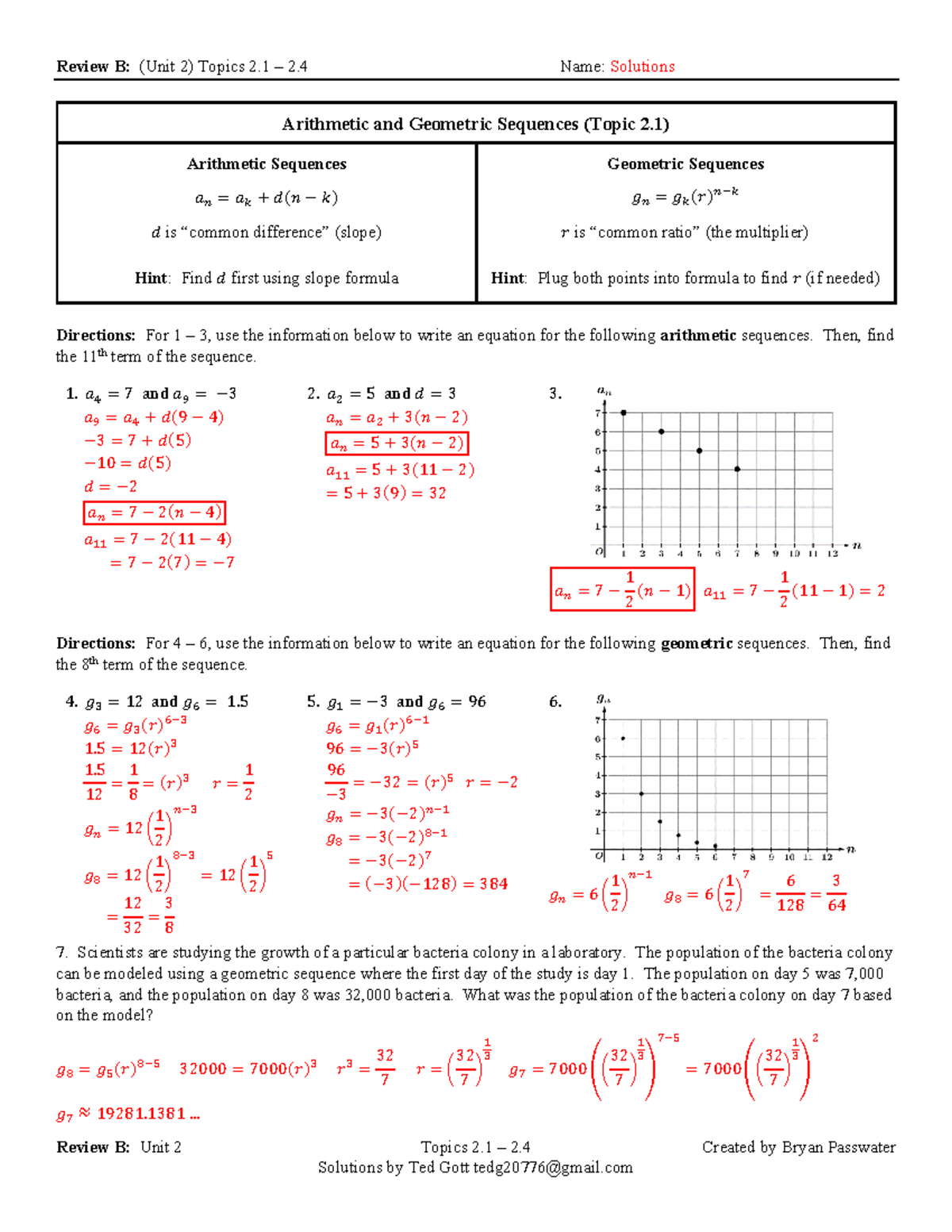 Review B: Unit 2 Topics 2 – 2 Solutions by Bryan Passwater - Studocu