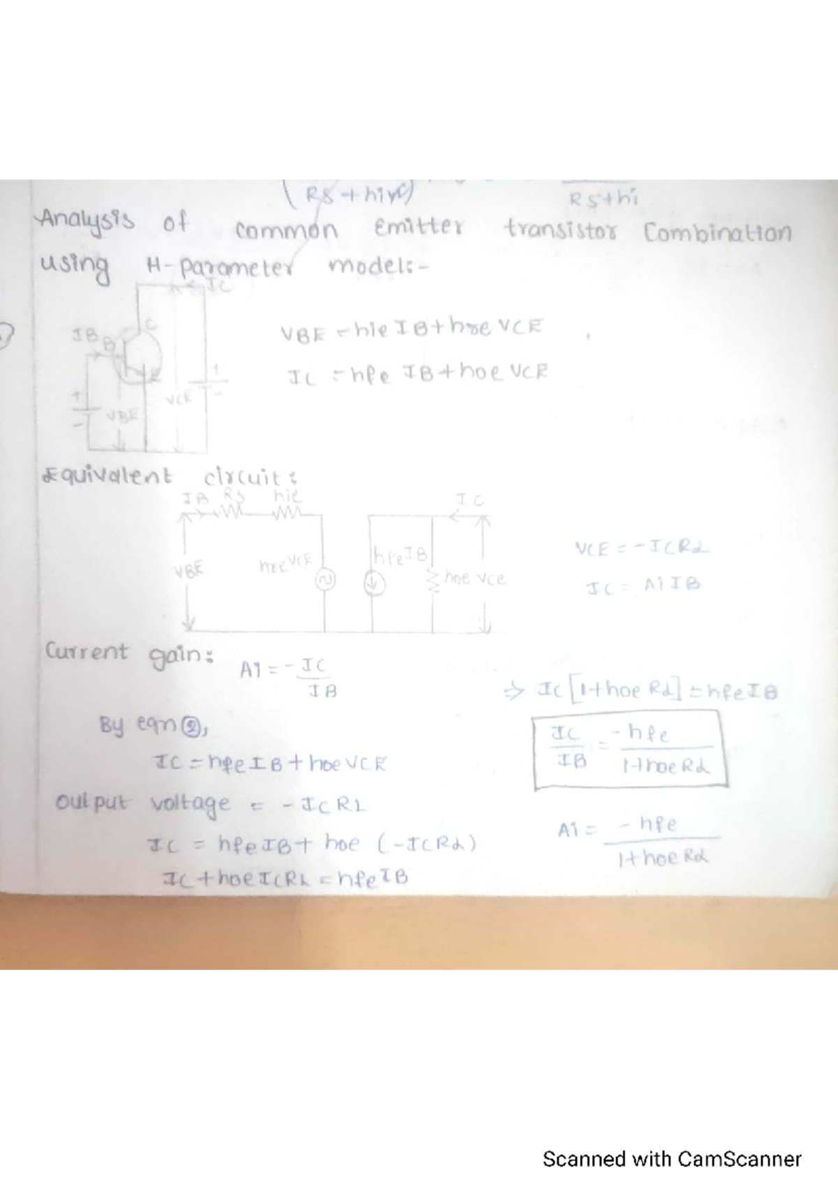 ECA NEC - Common Emitter Transistor Analysis Notes - Studocu