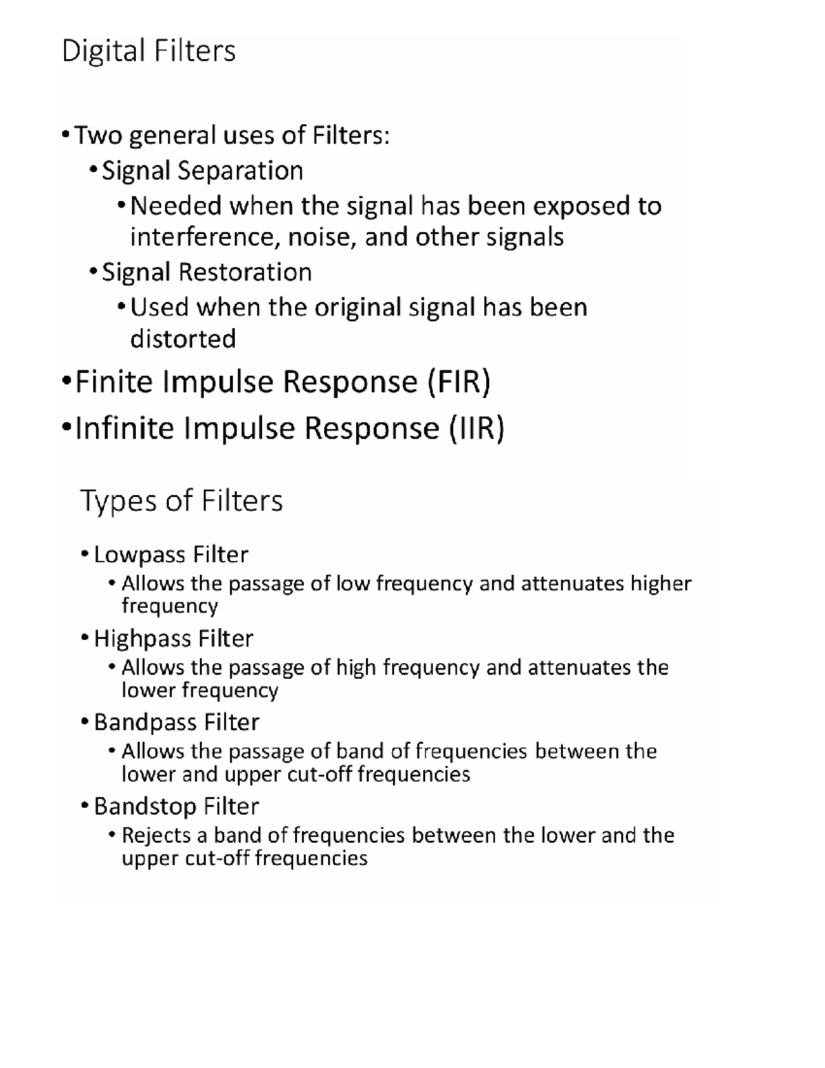 Digital filters: Overview of signal separation and restoration ...