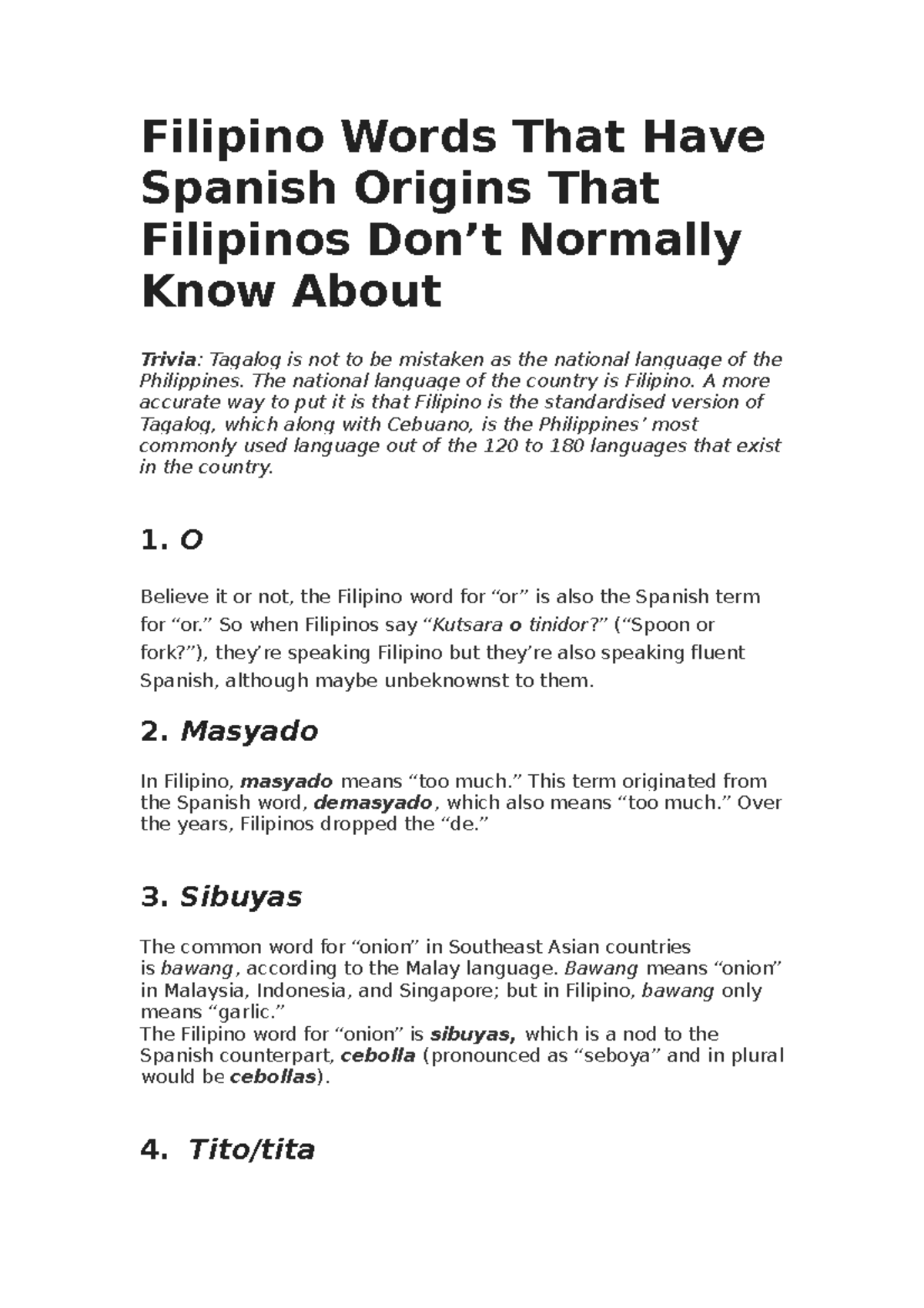 Filipino Words That Have Spanish Origins That Fili - Filipino Words ...