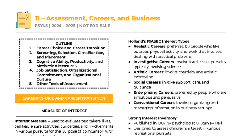 11 PSYAS 2024-2025: Assessment Tools for Career Choice and Transition ...