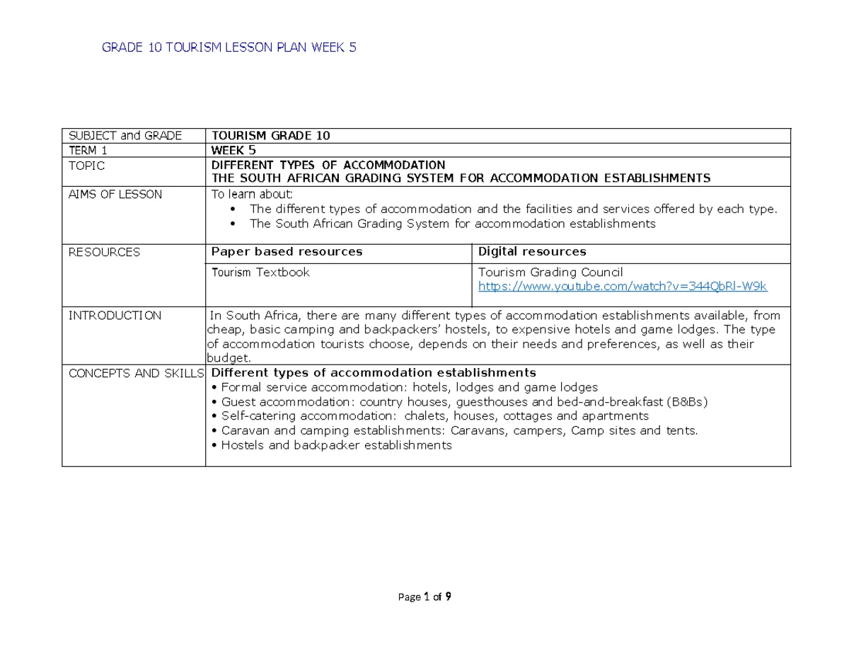 G10 Tourism Term 1 Week 4: Exploring Different Transport Modes - Studocu
