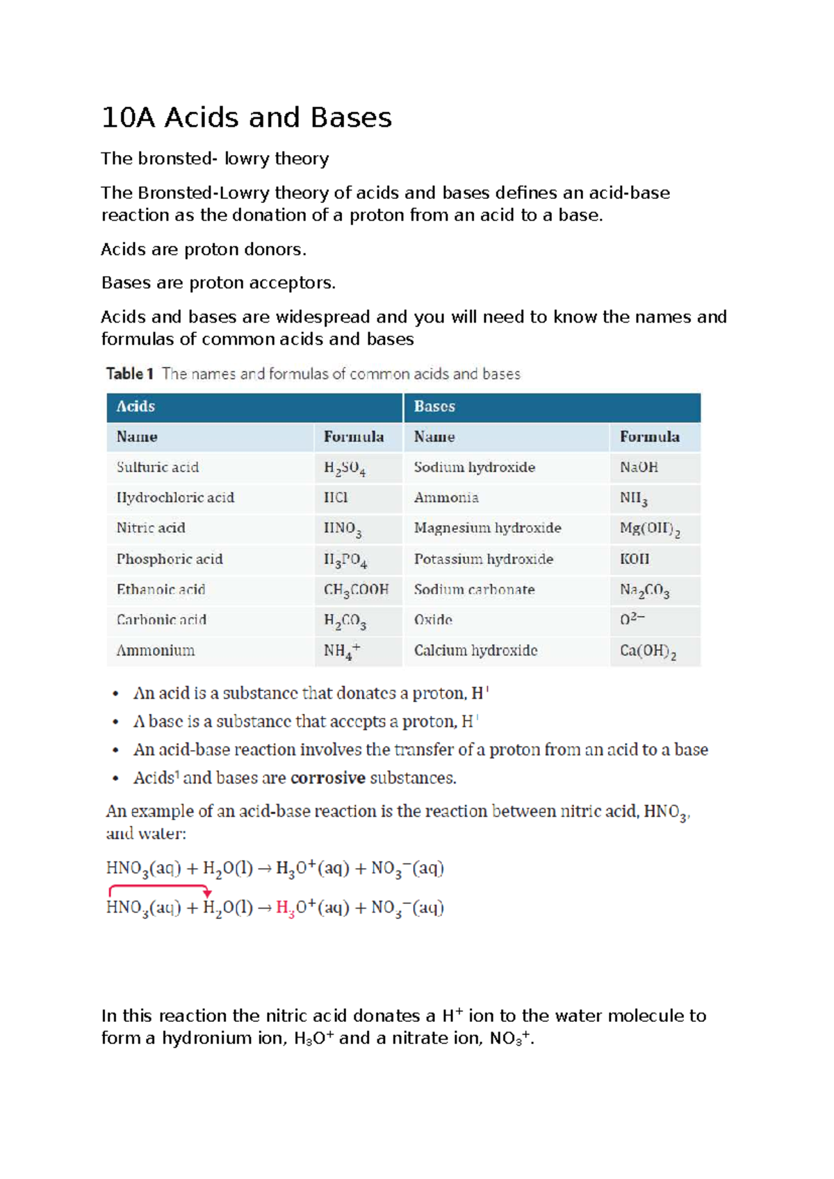 Chem Unit 2 AOS 1: Acids and Bases Overview and pH Calculations - Studocu