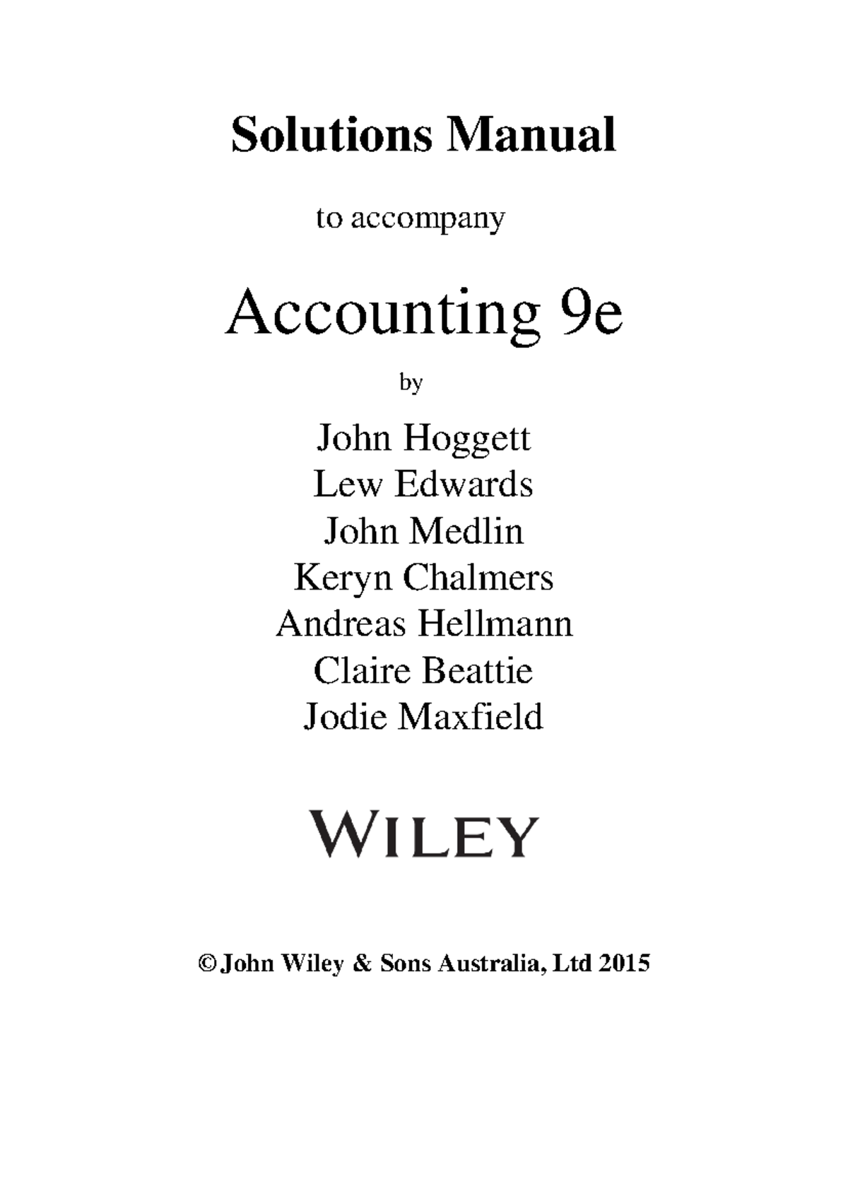 Test bank and Solution of Accounting 9th - Solutions Manual to ...